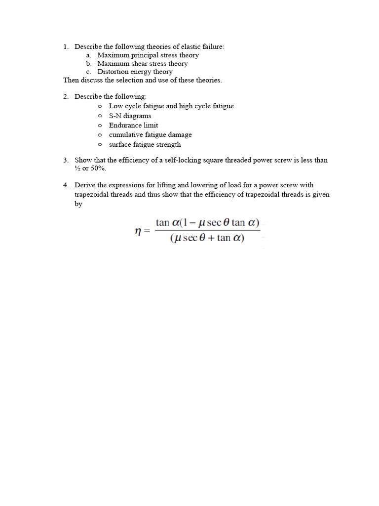 Theories of Elastic Failure and Fatigue Analysis | PDF