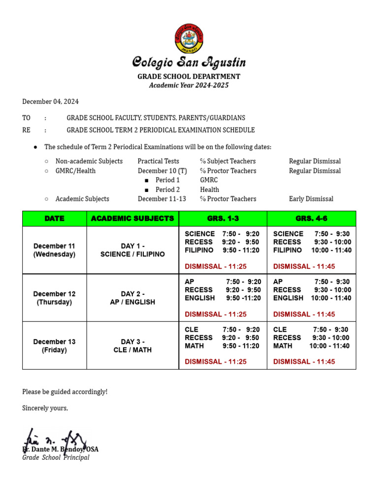 GS Term Exams Schedule.docx | PDF