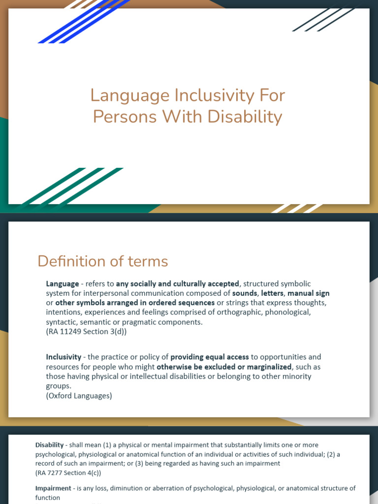 Language Inclusivity For Persons With Disability 2 | PDF | Disability ...
