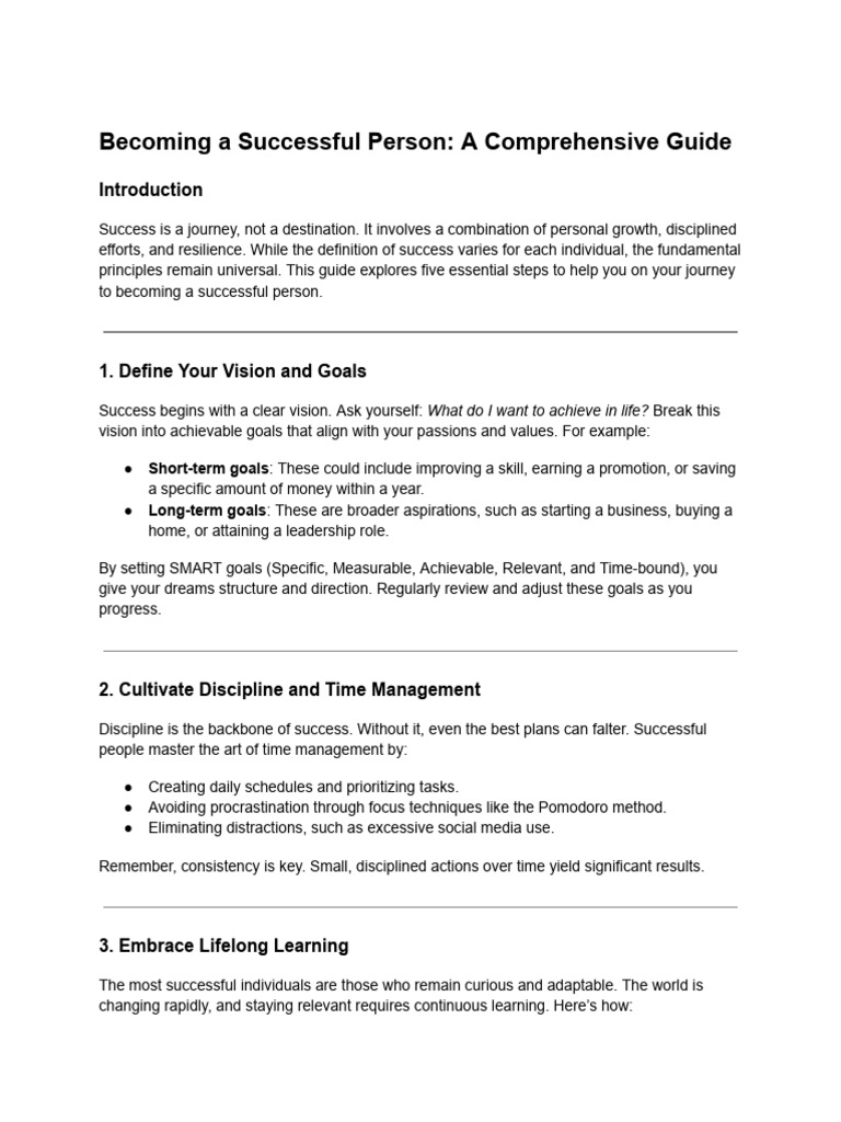Steps to Achieve Personal Success | PDF | Goal | Professional Skills