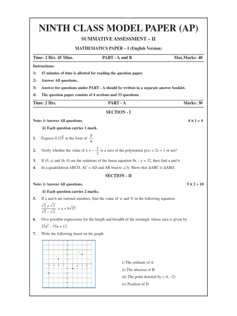 9TH MATHS P-1 (E.M) | PDF | Rectangle | Euclidean Geometry
