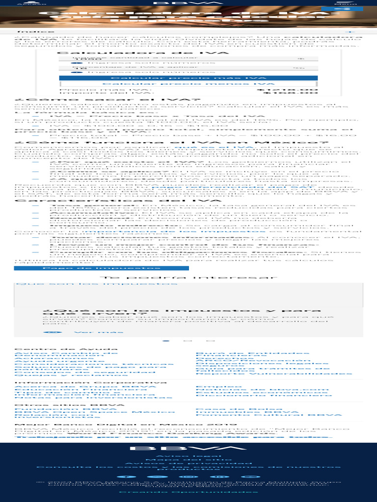 Calculadora de IVA BBVA en México | PDF | Impuesto al valor agregado ...