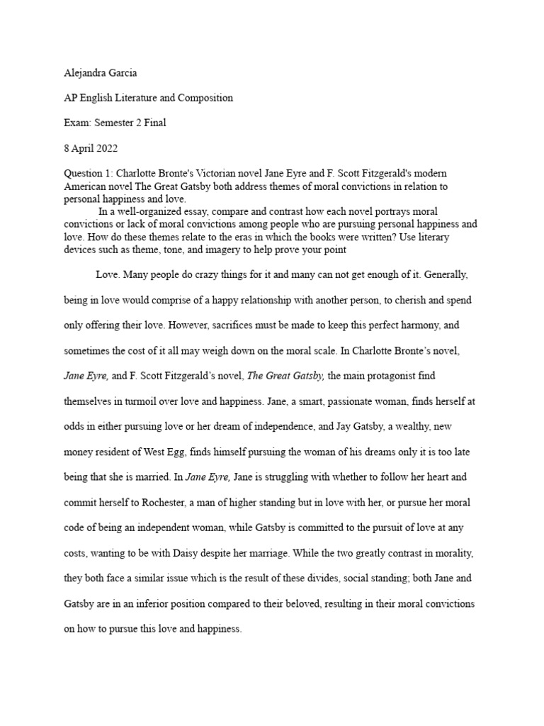 AP English Literature and Composition Exam: Semester 2 Final | PDF ...