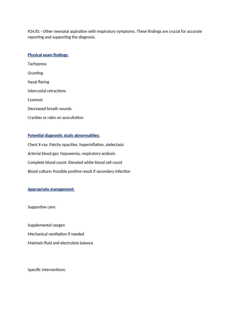 Neonatal Aspiration Pneumonia Guide | PDF | Respiratory Diseases ...