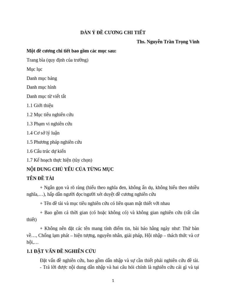 Dan y de Cuong Chi Tiet Cap Nhat 2024 | PDF