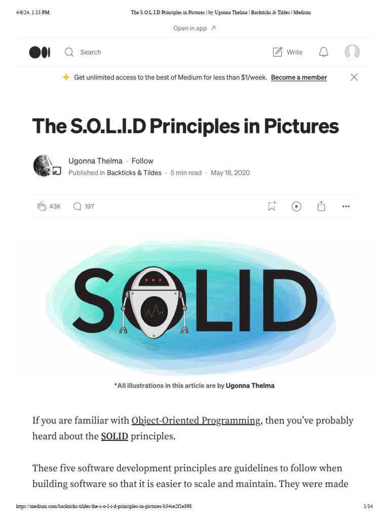 The S.O.L.I.D Principles in Pictures _ by Ugonna Thelma _ Backticks ...