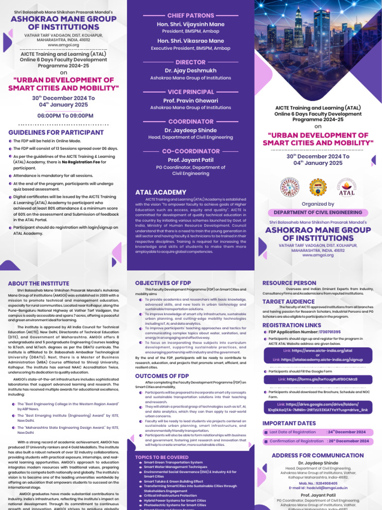 1. ATAL FDP Brochure | PDF | Sustainable City | Curriculum