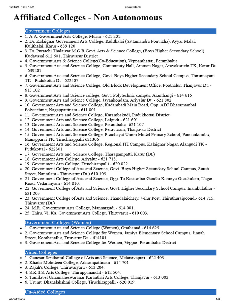 Bharatidasan University | PDF | Educational Institutions