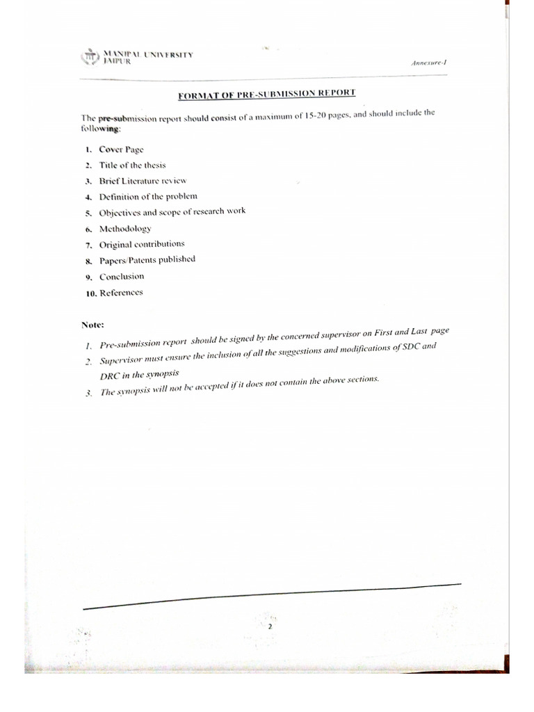 Pre-synopsis Report Format | PDF