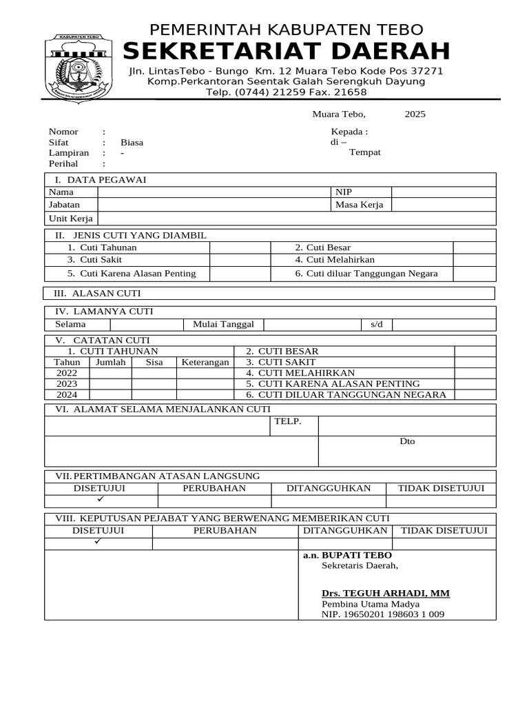 Formulir Cuti PNS 2025 Terbaru | PDF