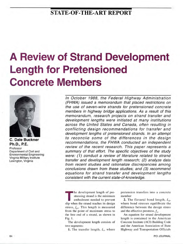 Strand Development Length for Pretensioned Concrete Members | PDF ...