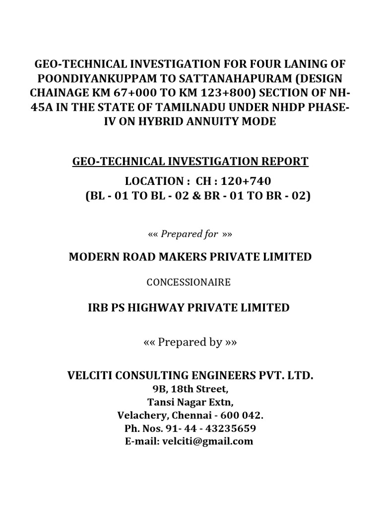 Soft Copy Report CH 120+740 | PDF | Silt | Clay