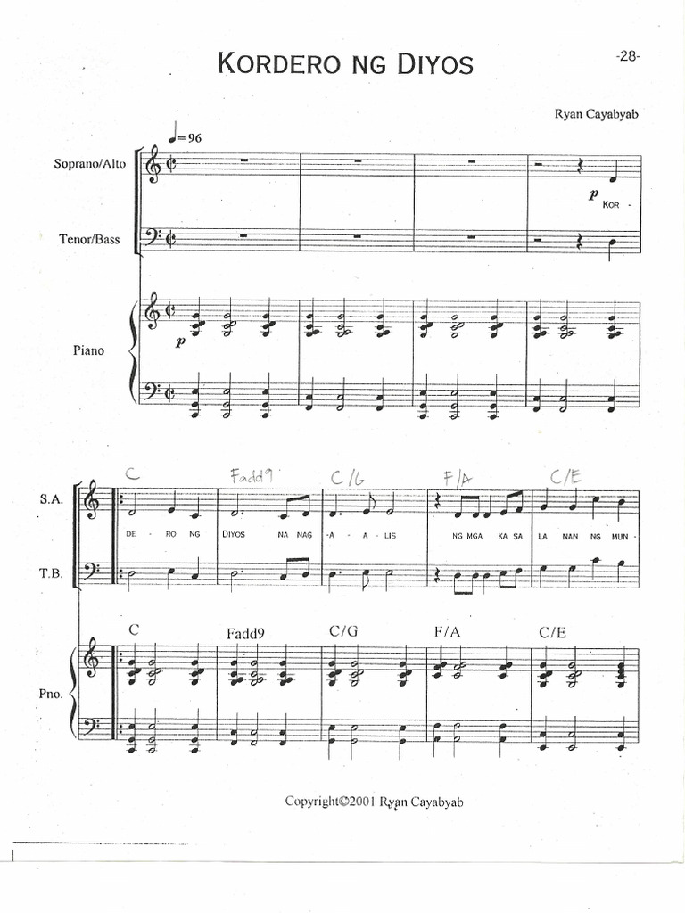 Kordero Ng Diyos Ryan-cayabyab-PDF | PDF