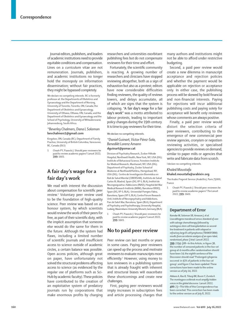 A Fair Day's Wage For A Fair Day's Work - Lancet | PDF | Clinical ...