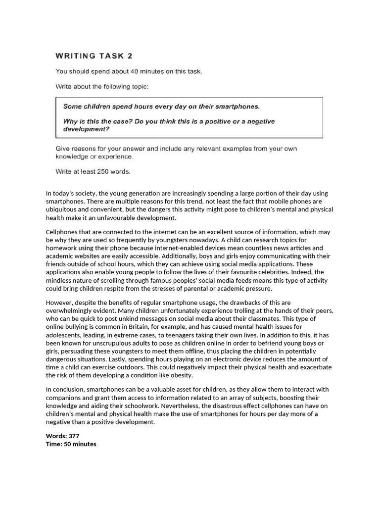 Task 2 Cambridge 17 Childrens Use of Smartphones | PDF