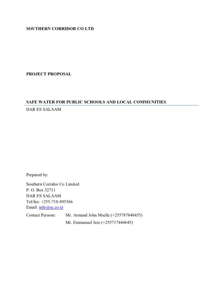 Project Proposal - Safe Water Supply | PDF | Drinking Water | Water ...