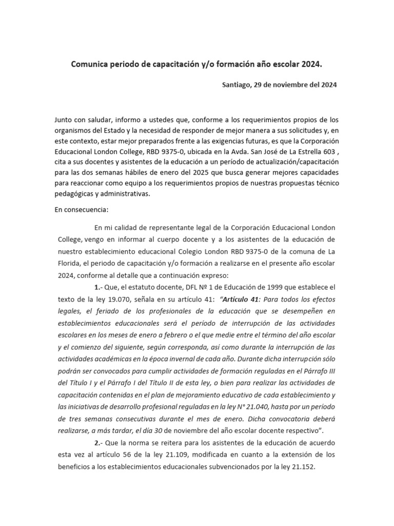 Comunica Periodo de Capacitacio?n y o Formacio?n | PDF