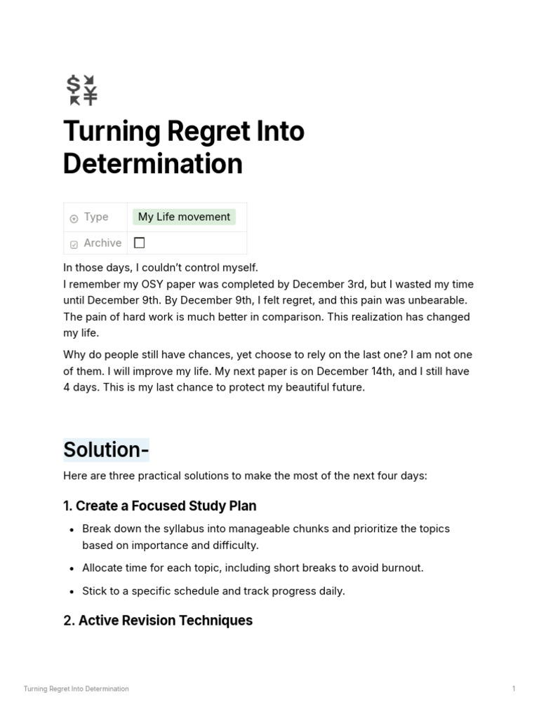 Regret to Determination: Study Tips | PDF | Cognitive Science | Psychology
