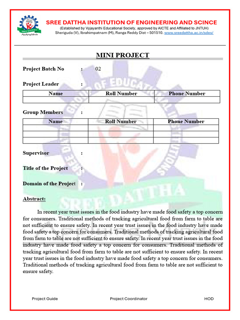 Mini Project - Proforma - SDES | PDF