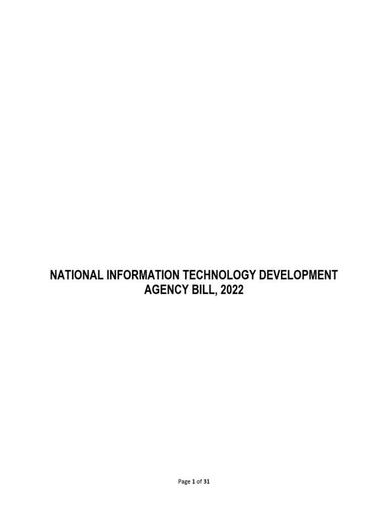 FINAL NITDA BILL 2022 | PDF | Computer Data Storage | Input/Output