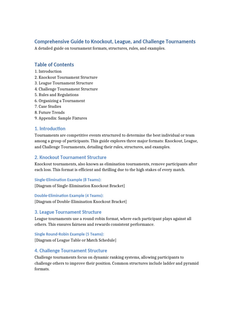 Tournament Structure and Formats Guide | PDF