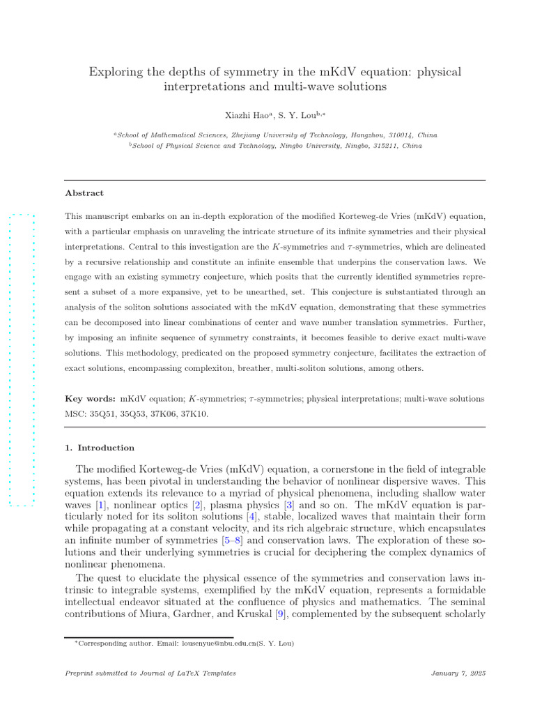mKdV equation | PDF | Equations | Mathematics