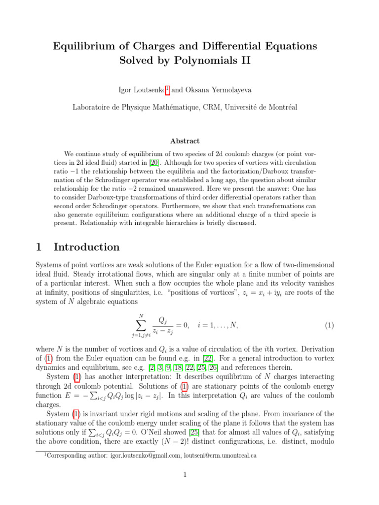 Equilibrium of Charges | PDF | Equations | Recurrence Relation