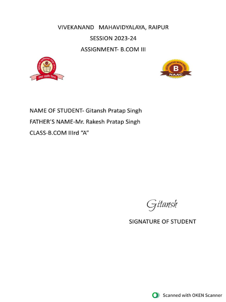 Assignment Bcom 3rd Year | PDF