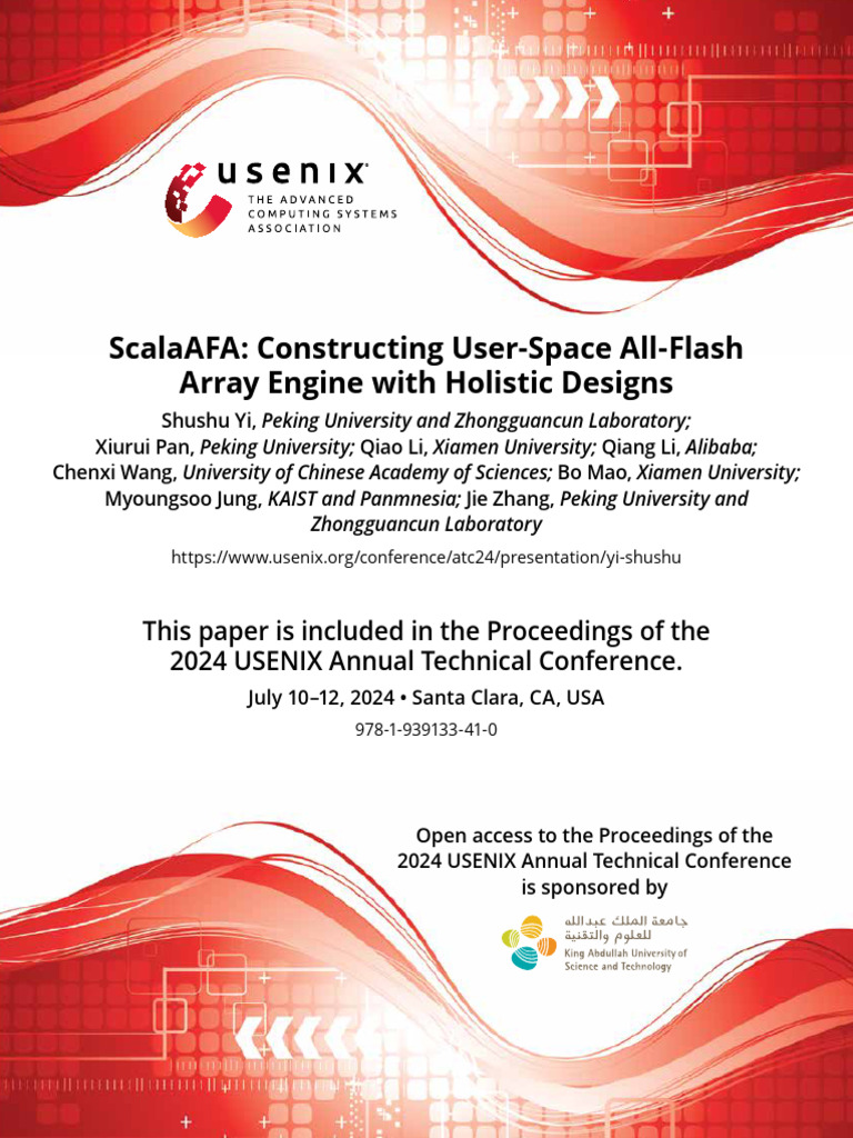 ScalaAFA - Constructing User-Space All-Flash Array Engine With Holistic Designs | PDF | Solid ...
