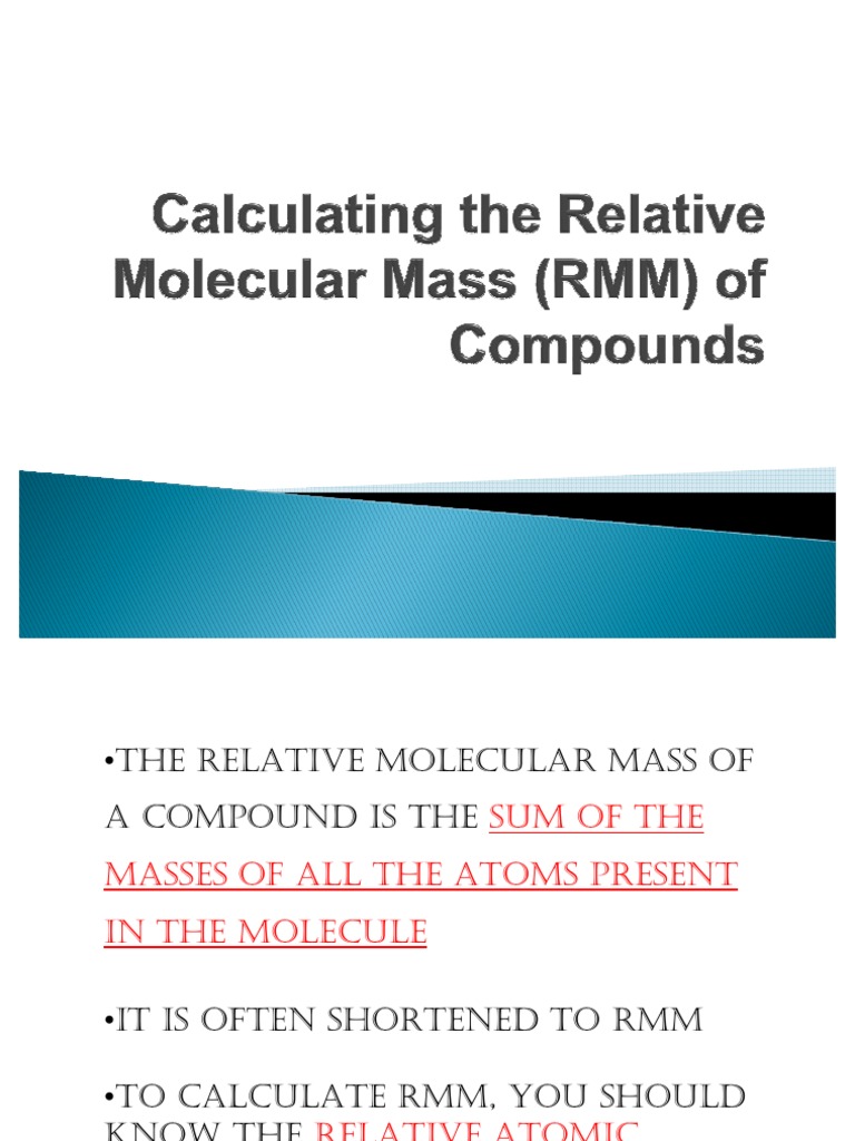 Calculating The Relative Molecular Mass (RMM) | PDF