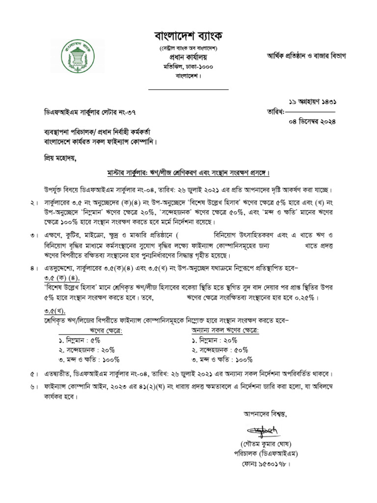 Master Circular 37: Loan Classification | PDF