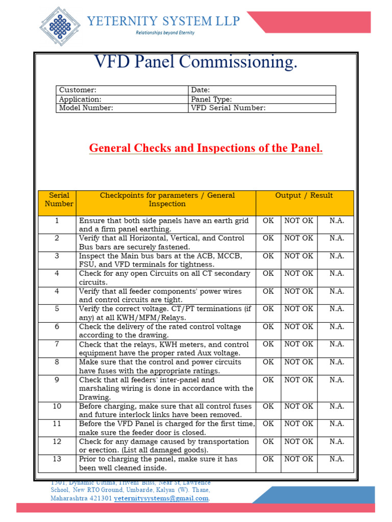 VFD Comissioing Report - 1 | PDF | Electric Power | Power Engineering