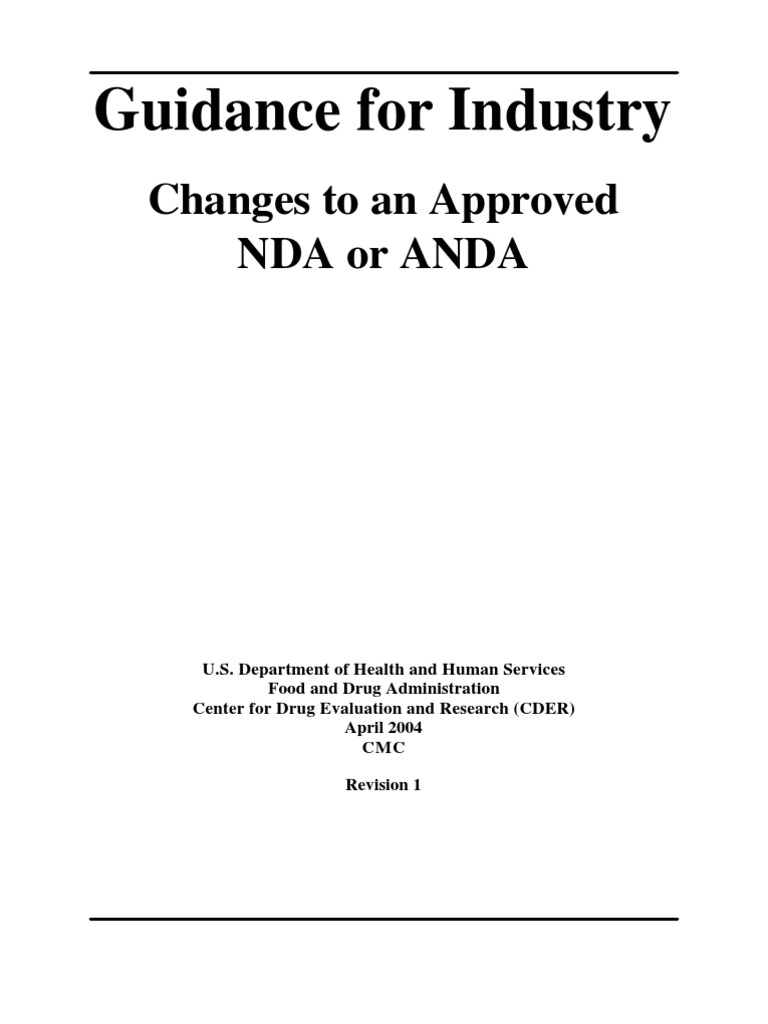 Guidance on NDA and ANDA Changes | PDF | Food And Drug Administration ...