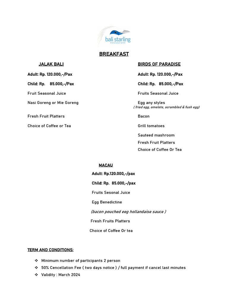 2. Breakfast Menu | PDF