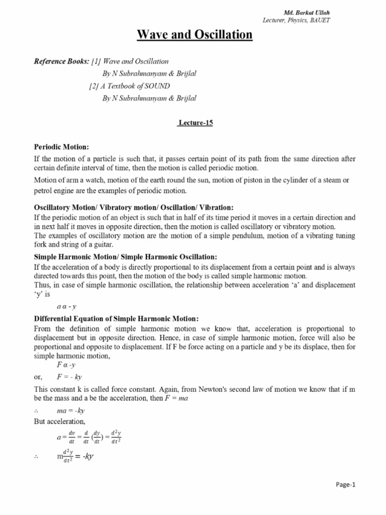 Wave and Oscillation | PDF