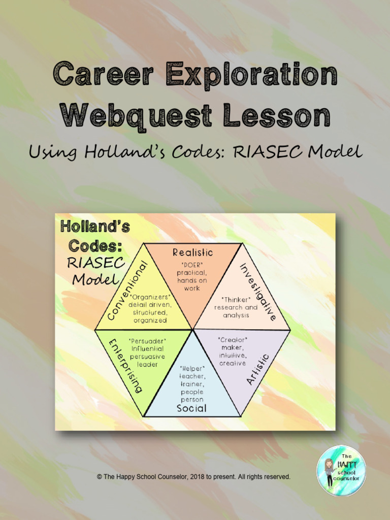 Career Exploration Hollands Codes RIASEC Webquest Lesson | PDF