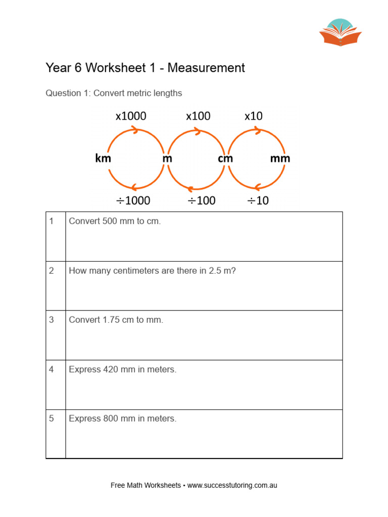 Year 6 Measurement Conversion Worksheet | PDF | Litre | Kilogram