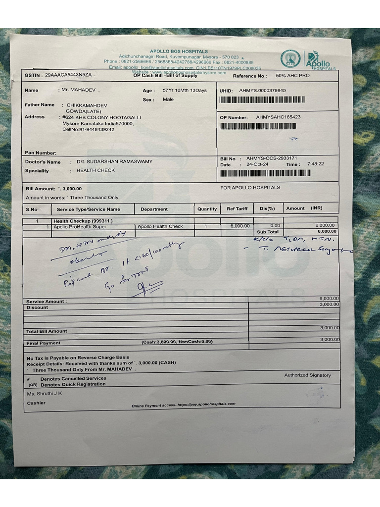 Health checkup bill | PDF
