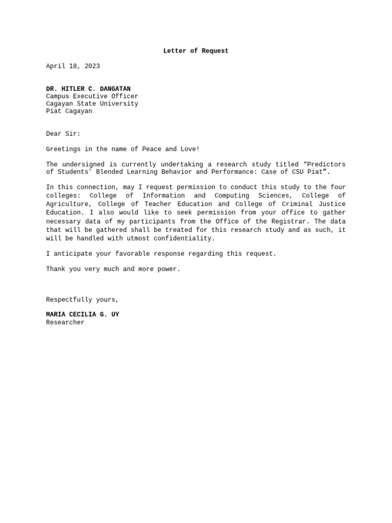 Request Letter | PDF