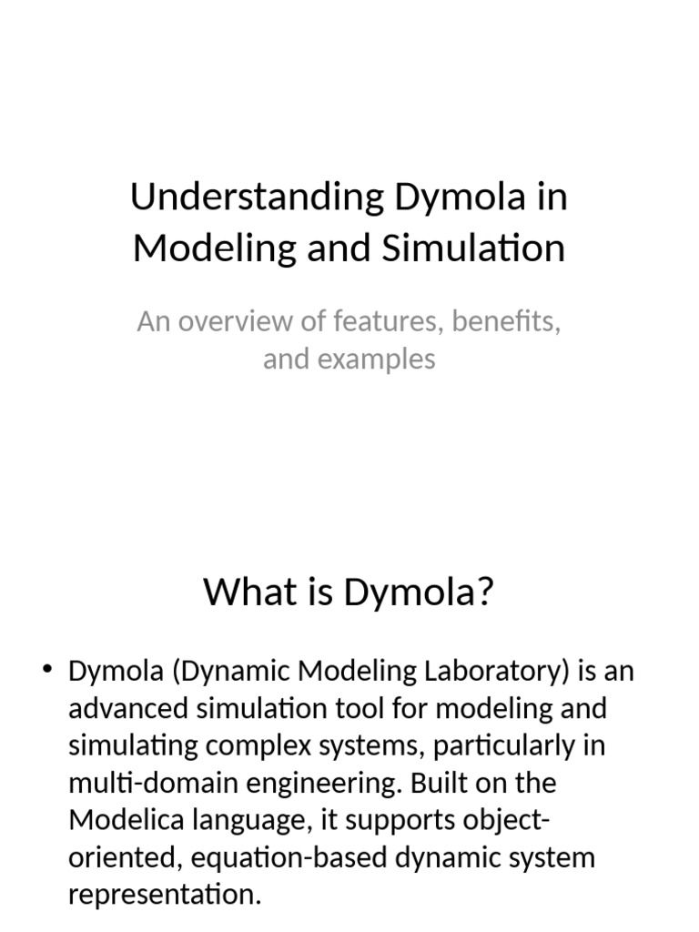 Dymola Modeling and Simulation | PDF
