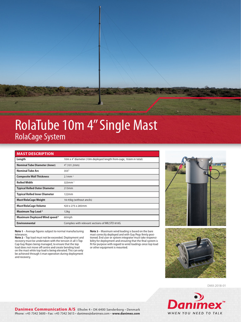 RolaTube 10m Mast Specifications | PDF | Composite Material | Building ...
