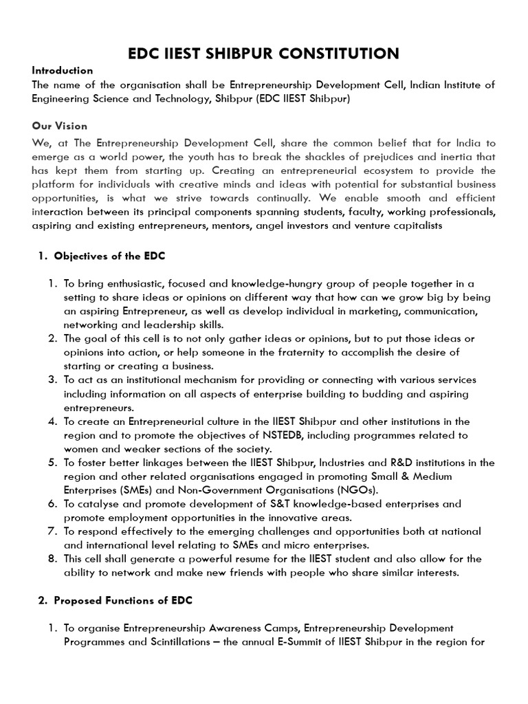 EDC Constitution - Google Docs Draft | PDF | Entrepreneurship ...