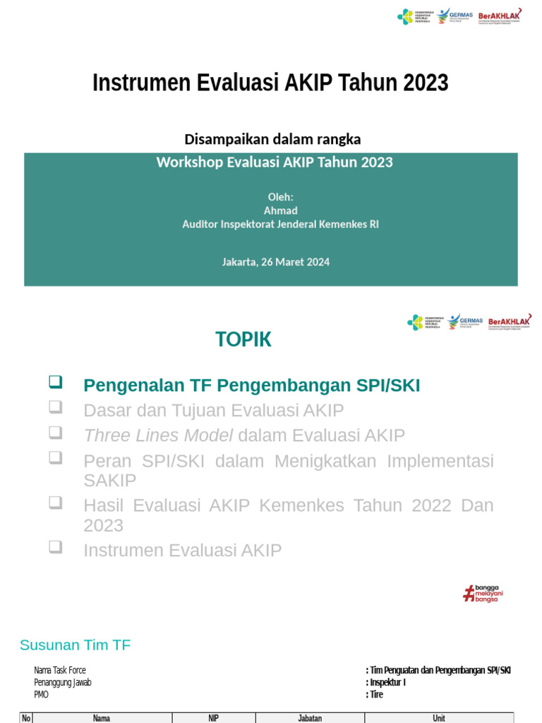 01. Instrumen Evaluasi AKIP 26 Maret 2024 | PDF