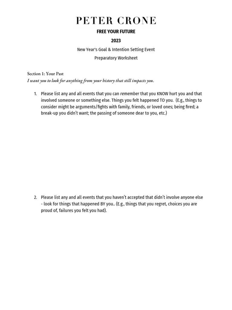 Free Your Future 2 2023 Worksheet 1 | PDF