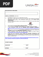 UNISA Student Declaration Form | PDF
