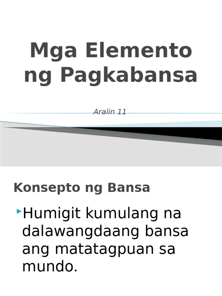 Mga Elemento Ng Pagkabansa | PDF