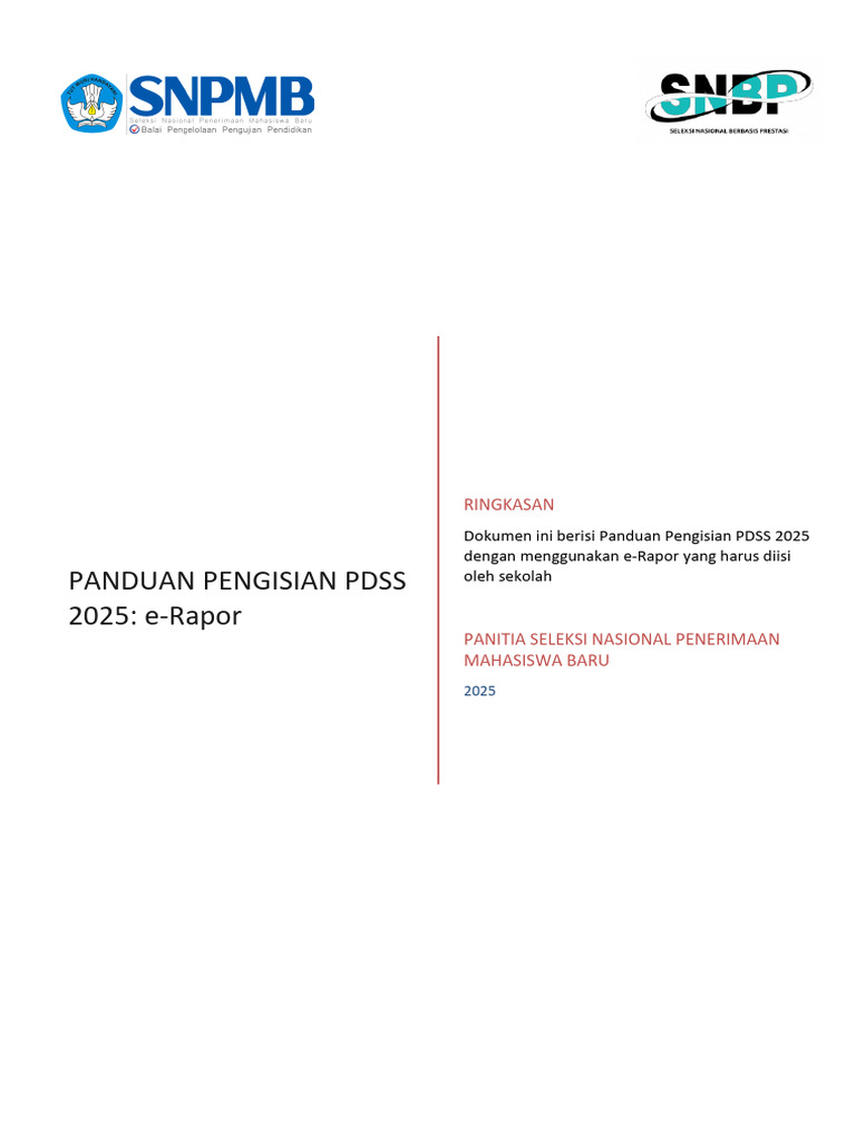 Panduan e-Rapor dan PDSS 2025 | PDF