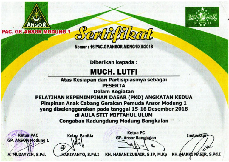 sertifikat pkd lutfi | PDF