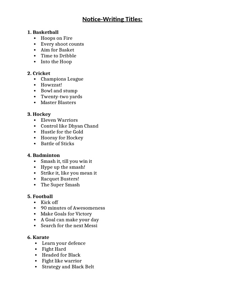 Notice Writing Headings - 180 | PDF