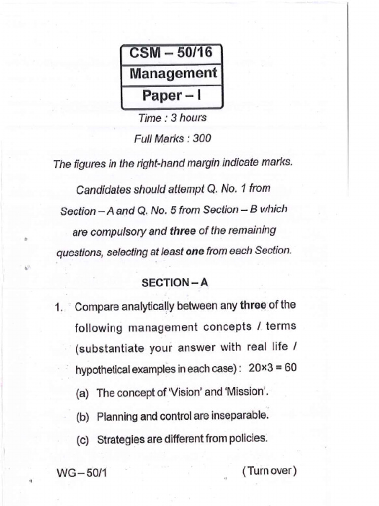 CSM-16 50 Management Paper-I | PDF